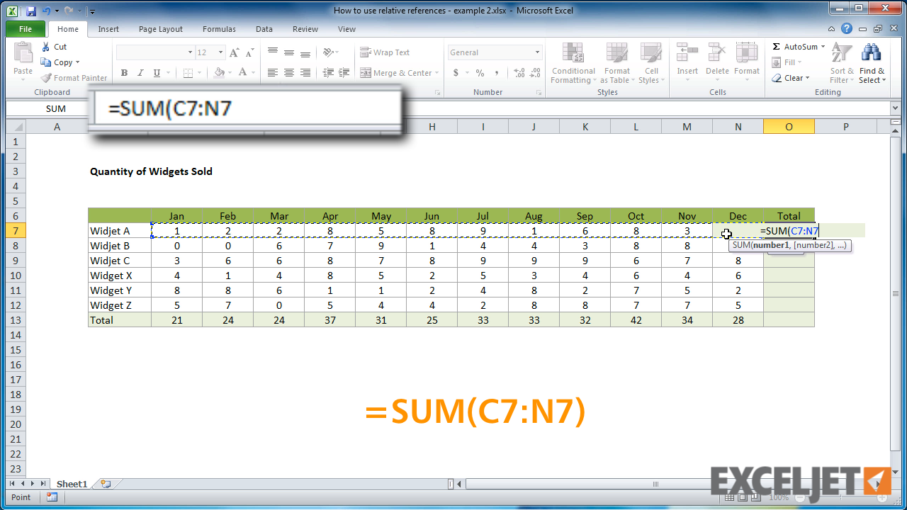 Excel Tutorial How To Use Relative References Example 2